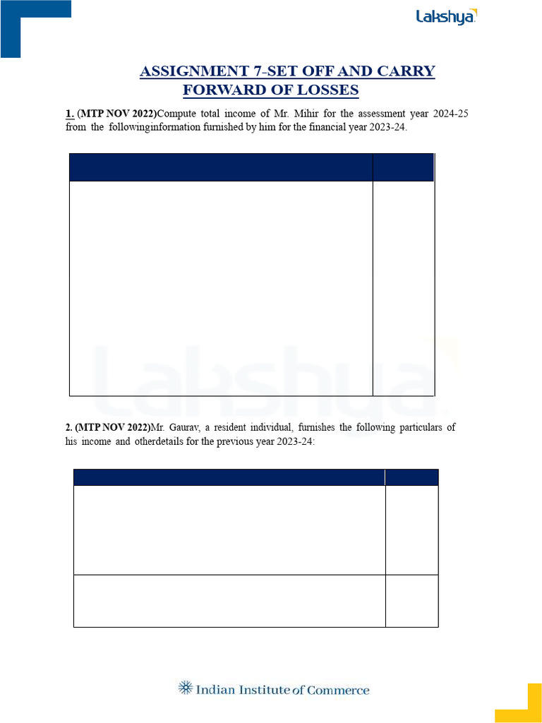 Set Off and Carry Forward | PDF | Tax Deduction | Capital Gains Tax