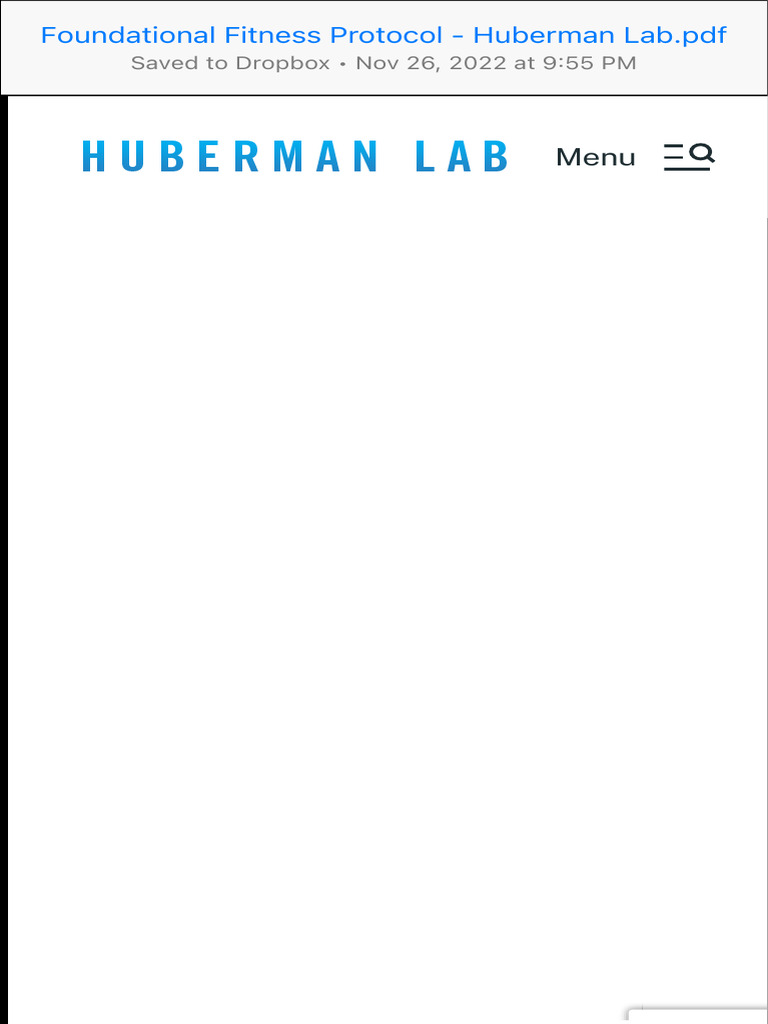 Huberman's Foundational Fitness Protocol | PDF