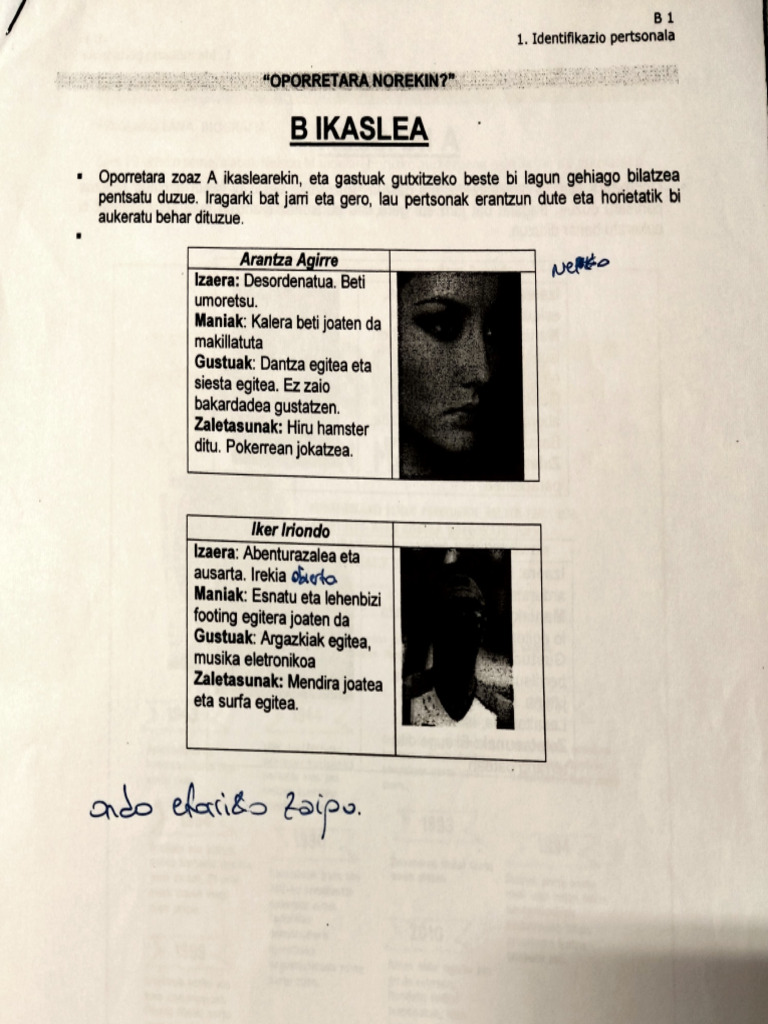 ahozko B1 EOI 1 | PDF