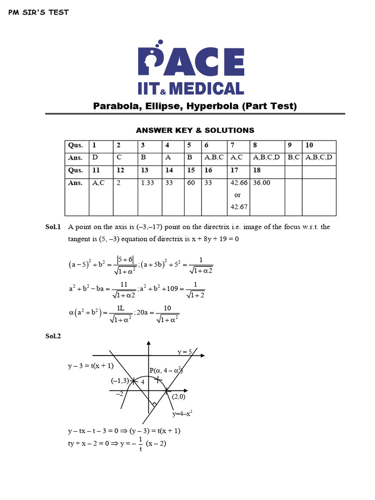 Conic Section Sol | PDF | Analytic Geometry | Euclidean Plane Geometry