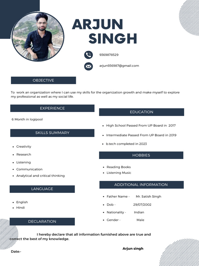 blue professional modern CV resume | PDF