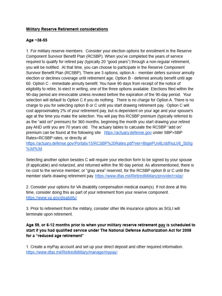 Military Reserve Retirement Guide | PDF | Retirement | Insurance