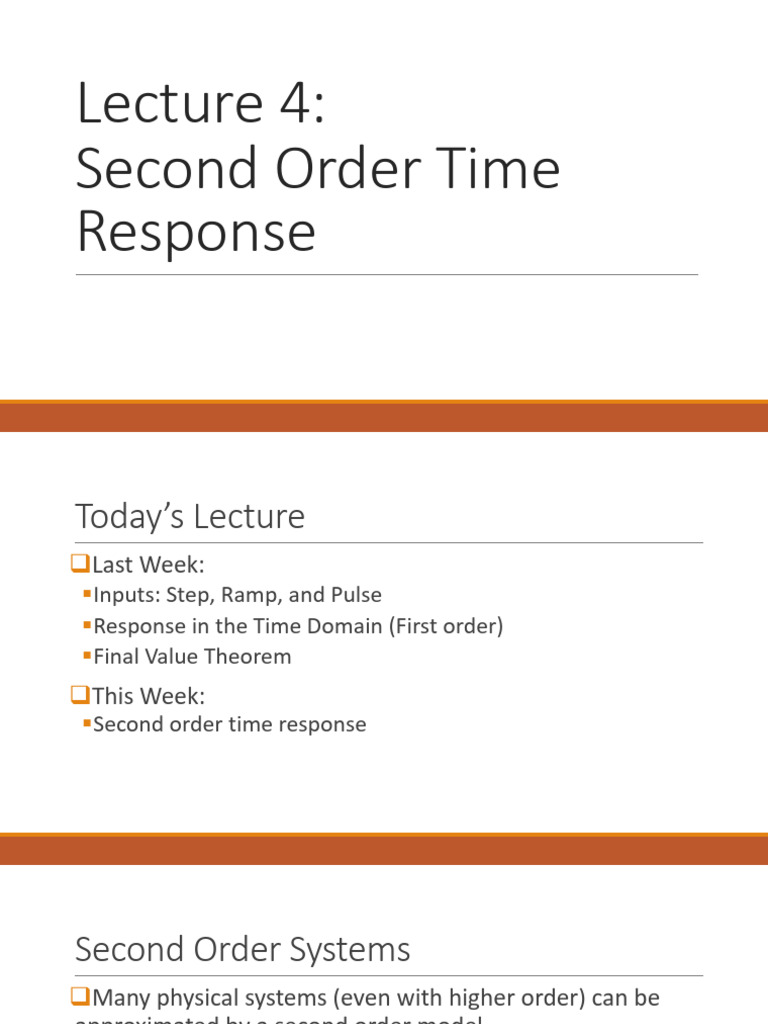Lecture04 - Second Order Time Response | PDF | Damping | Signal Processing