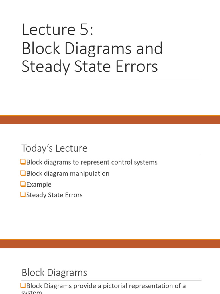Lecture05 - Block Diagrams and Steady State Errors | PDF | Amplifier | Electric Motor