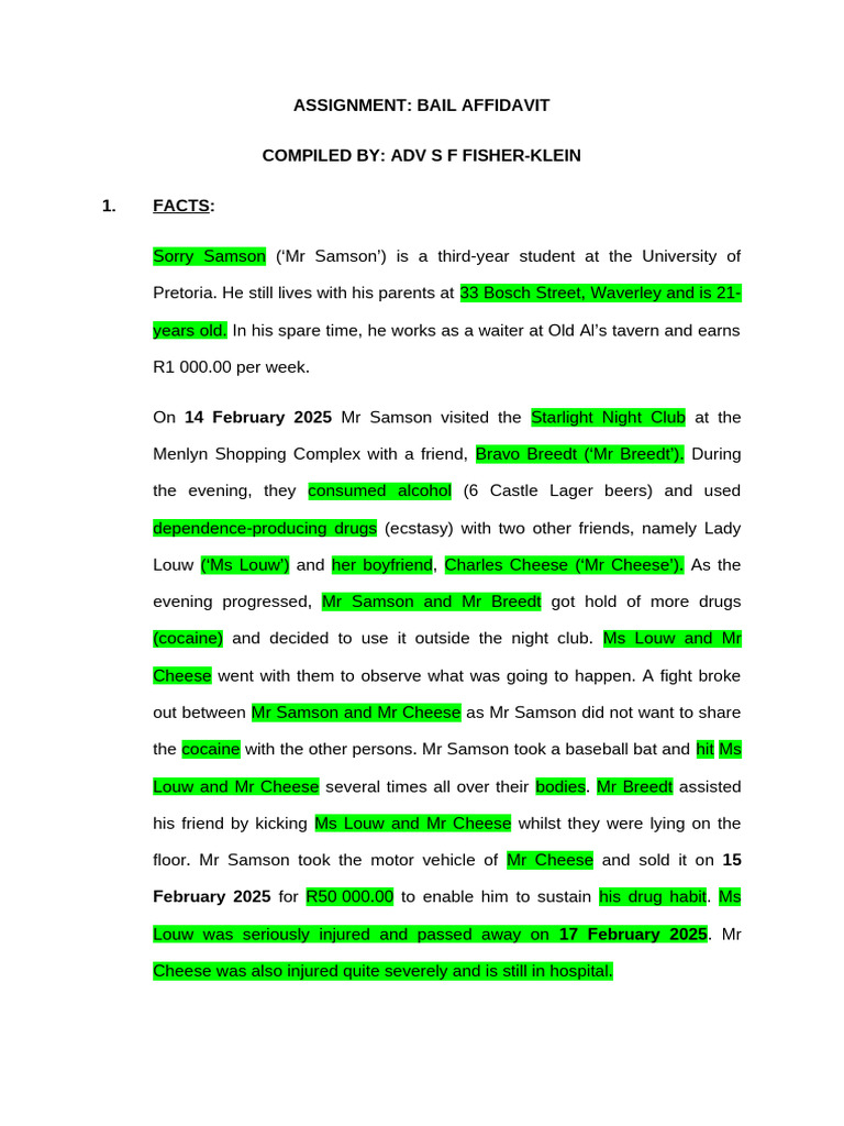 PUPILS ASSIGNMENT BAIL | PDF | Crimes | Crime & Violence