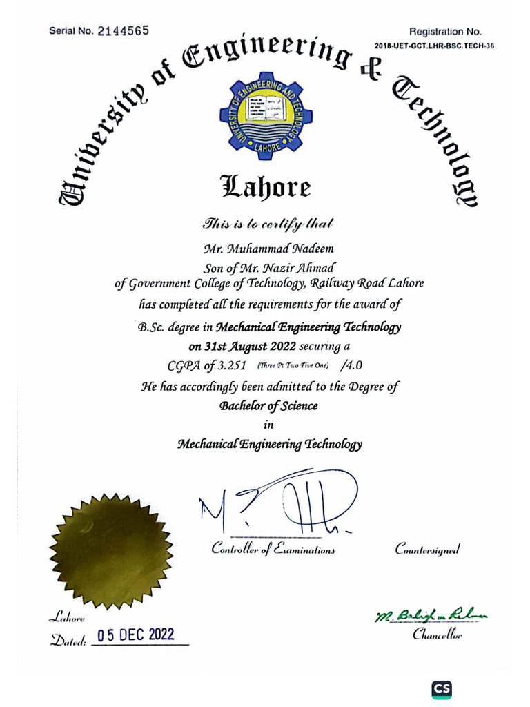BSC Mechanical Degree M.N | PDF