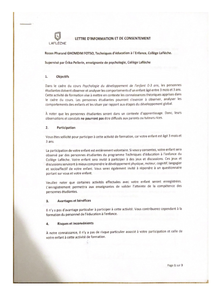 Lettre D'information Et de Consentement | PDF