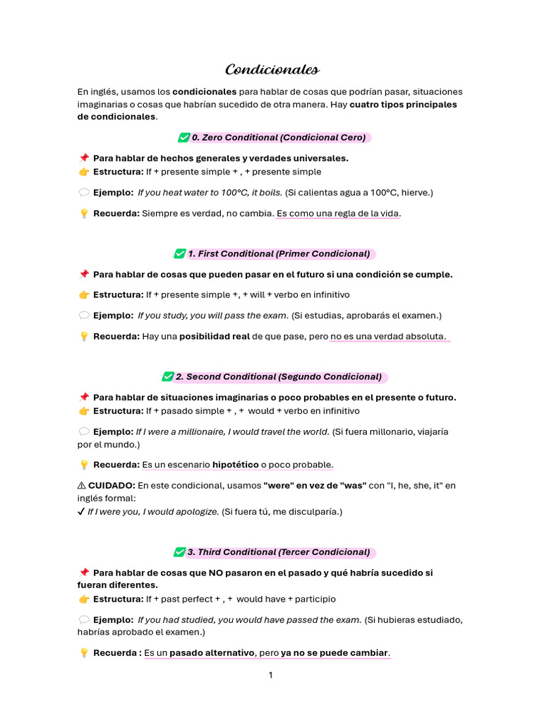 Ejercicios de Condicionales 1 | PDF