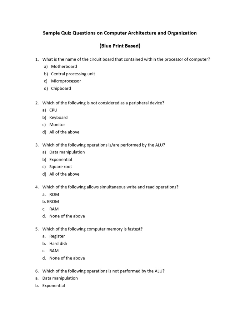 CAO MCQ | PDF | Random Access Memory | Central Processing Unit