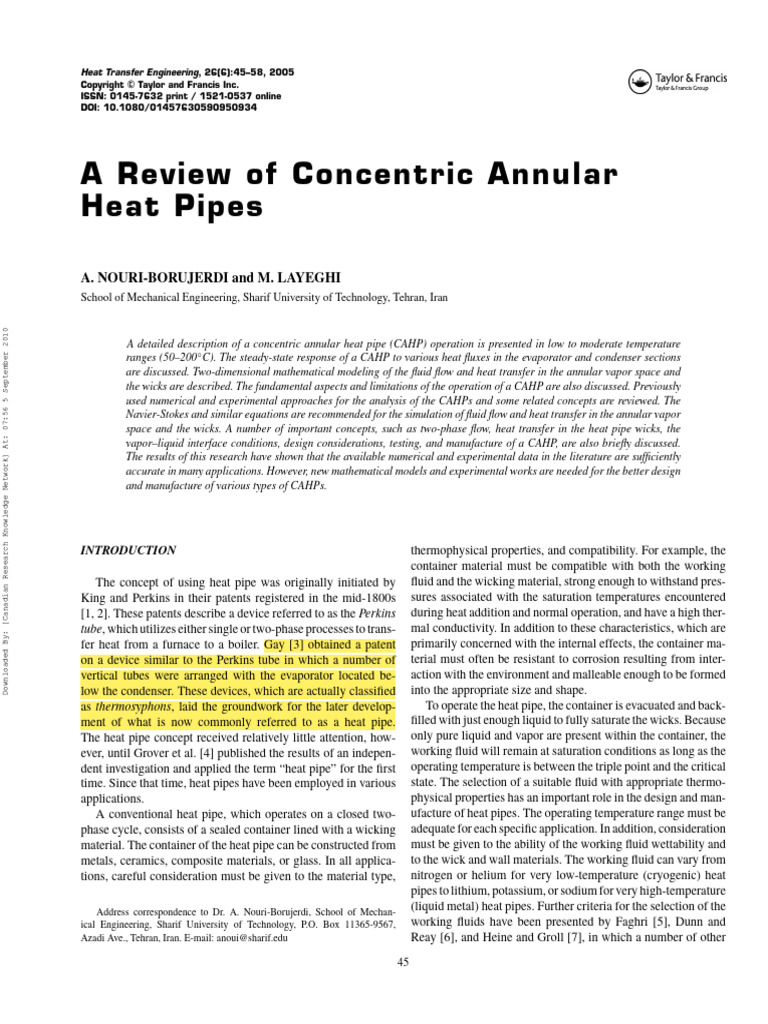 Concentric Annular Heat Pipe Review | PDF | Heat Transfer | Liquids