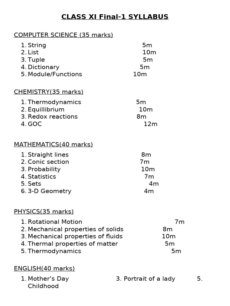 Class Xi Final Pdf