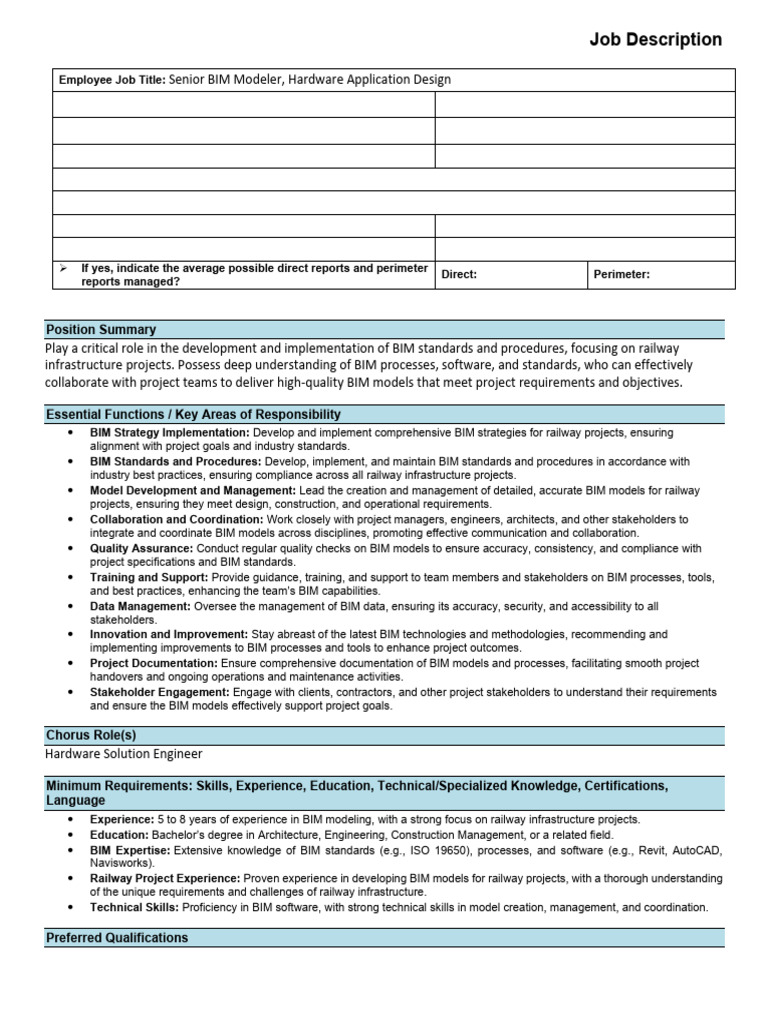 BIM-Senior Modeler | PDF | Building Information Modeling | Project Management