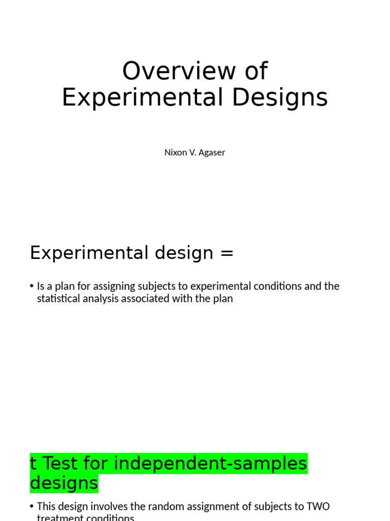 PPT3 - Overview of Experimental Designs | PDF | Student's T Test ...