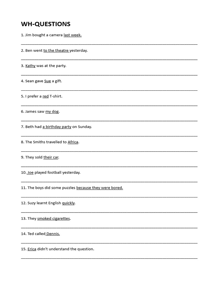 Wh-Questions - Past Simple | PDF