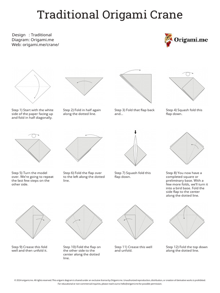 Origami Crane Folding Guide | PDF | Origami | Printing Materials