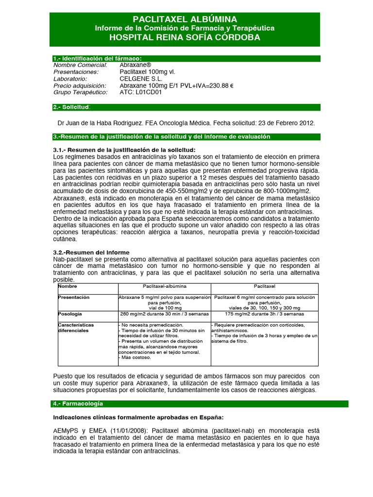 Pacli Albumina | PDF | Terapia | Quimioterapia