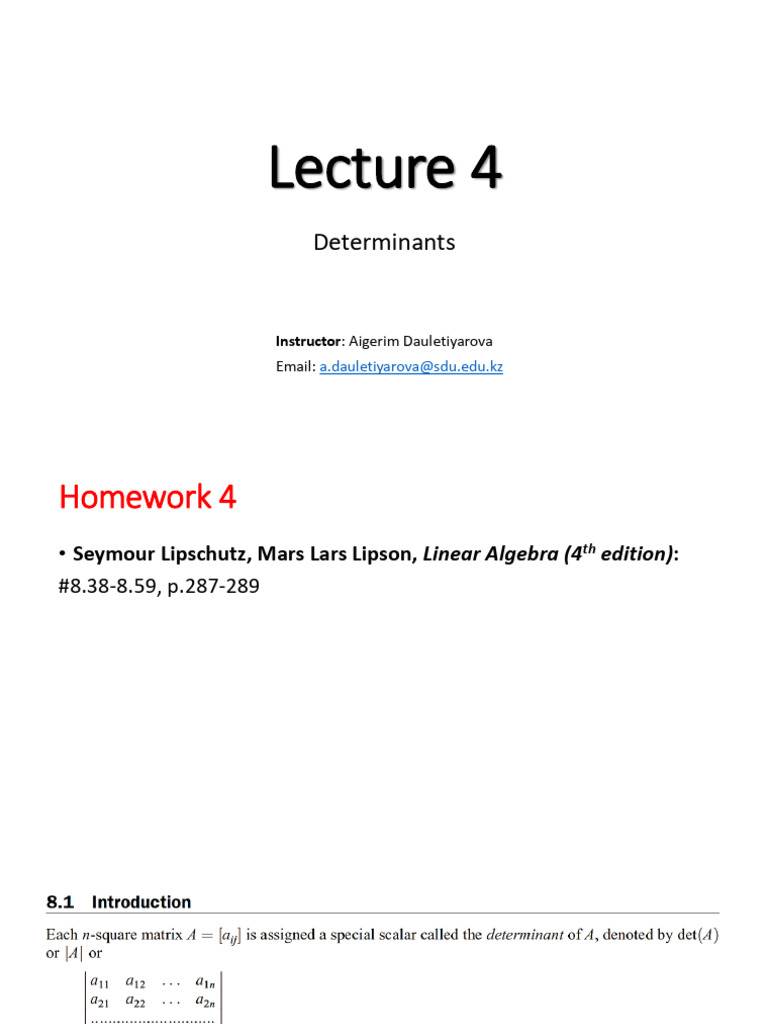 Lecture 4 - Linear Algebra | PDF