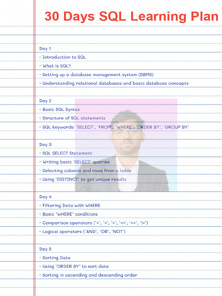 30 Days SQL Learning Plan | PDF