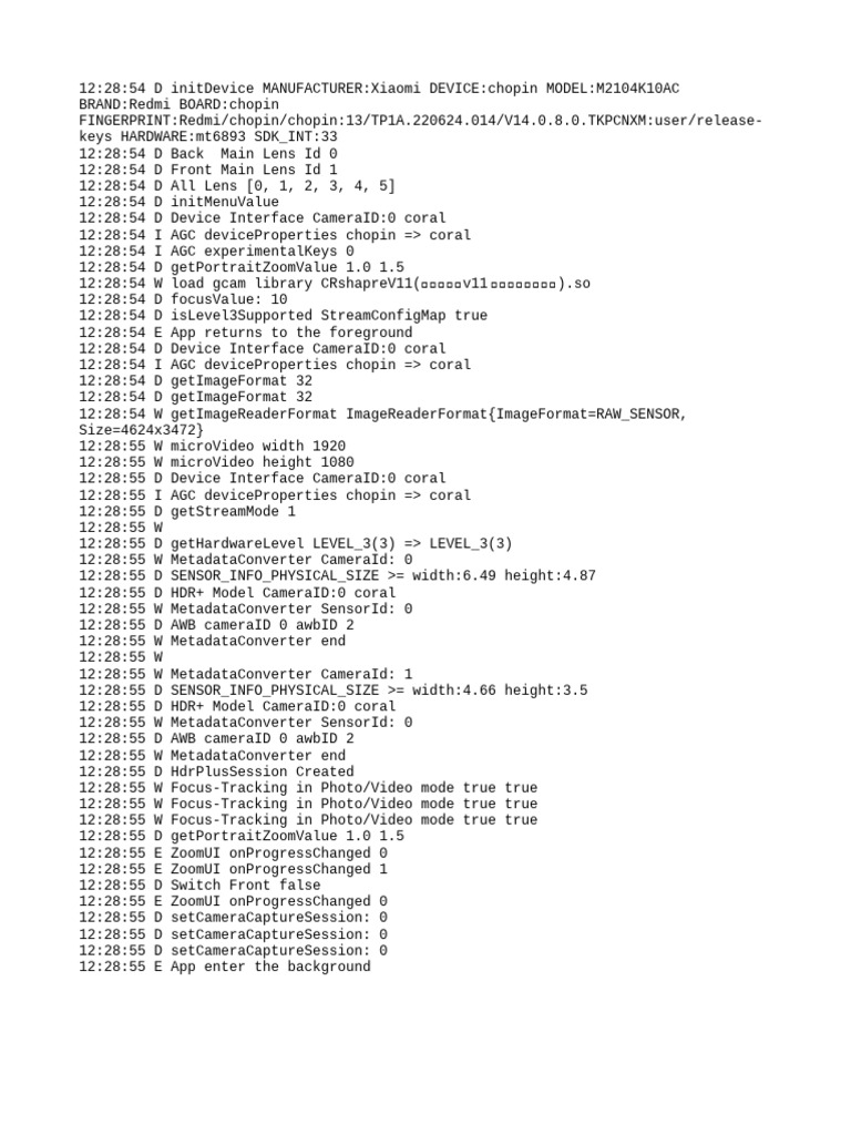 Xiaomi Redmi M2104K10AC Camera Log | PDF