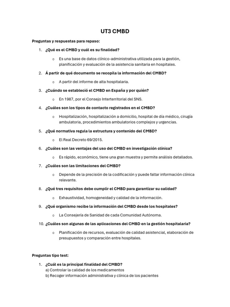 Guía CMBD y GRD para Profesionales | PDF | Hospital | Historial médico