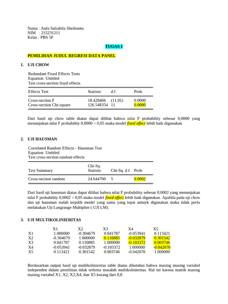 Hasil Interpretasi EVIEWS | PDF