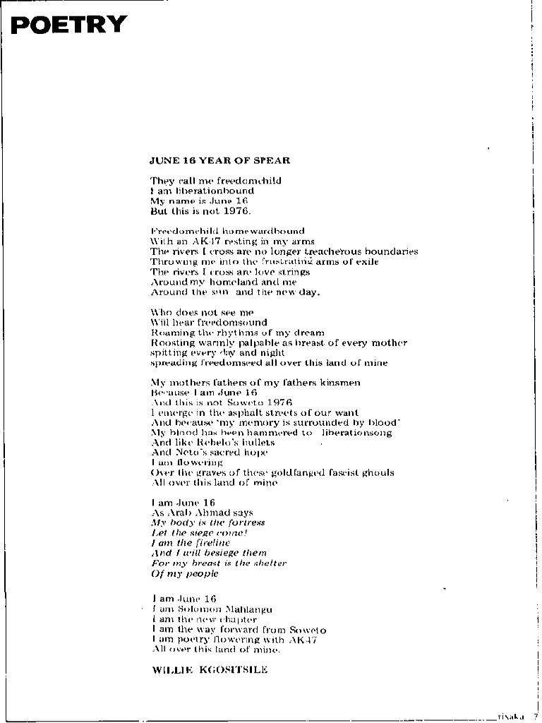 Youth Day Poem | PDF