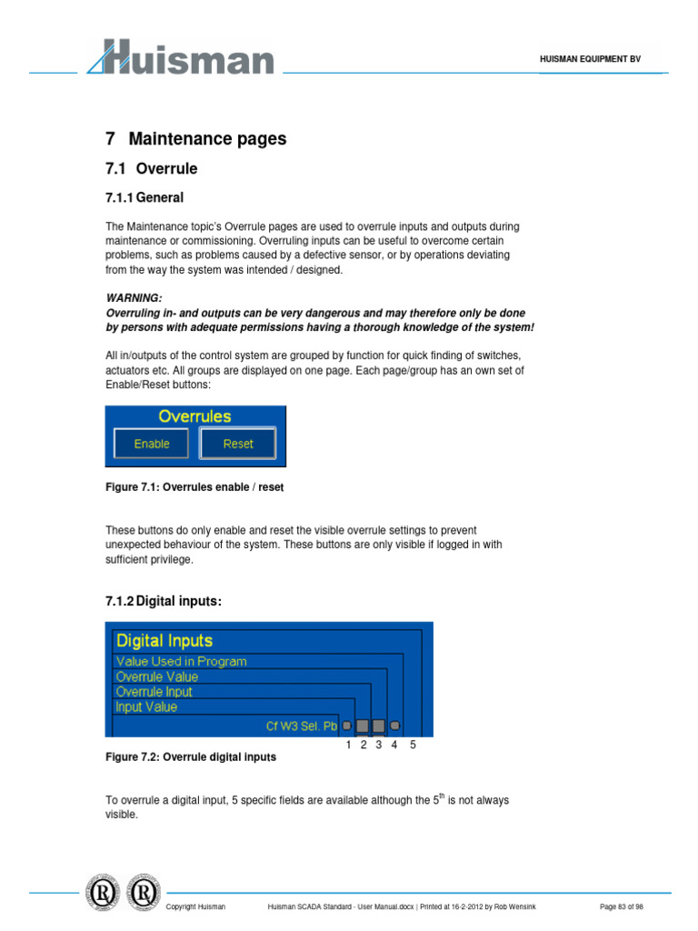 Huisman SCADA Standard - User Manual (Excerpt 7.1) | PDF | Programmable Logic Controller ...