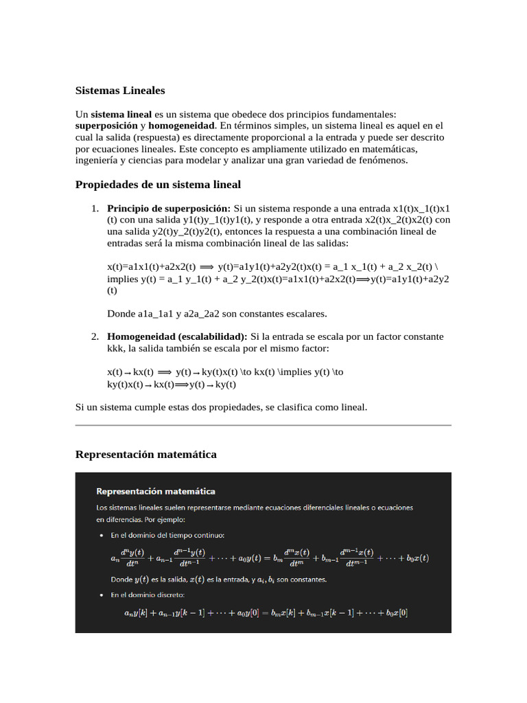 Introducción a Sistemas Lineales | PDF | Linealidad | Oscilación