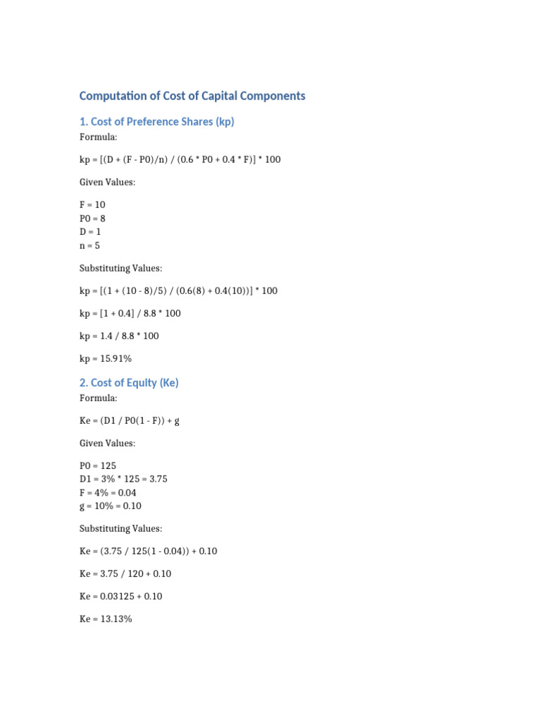 Cost_of_Capital_Computation (1) | PDF