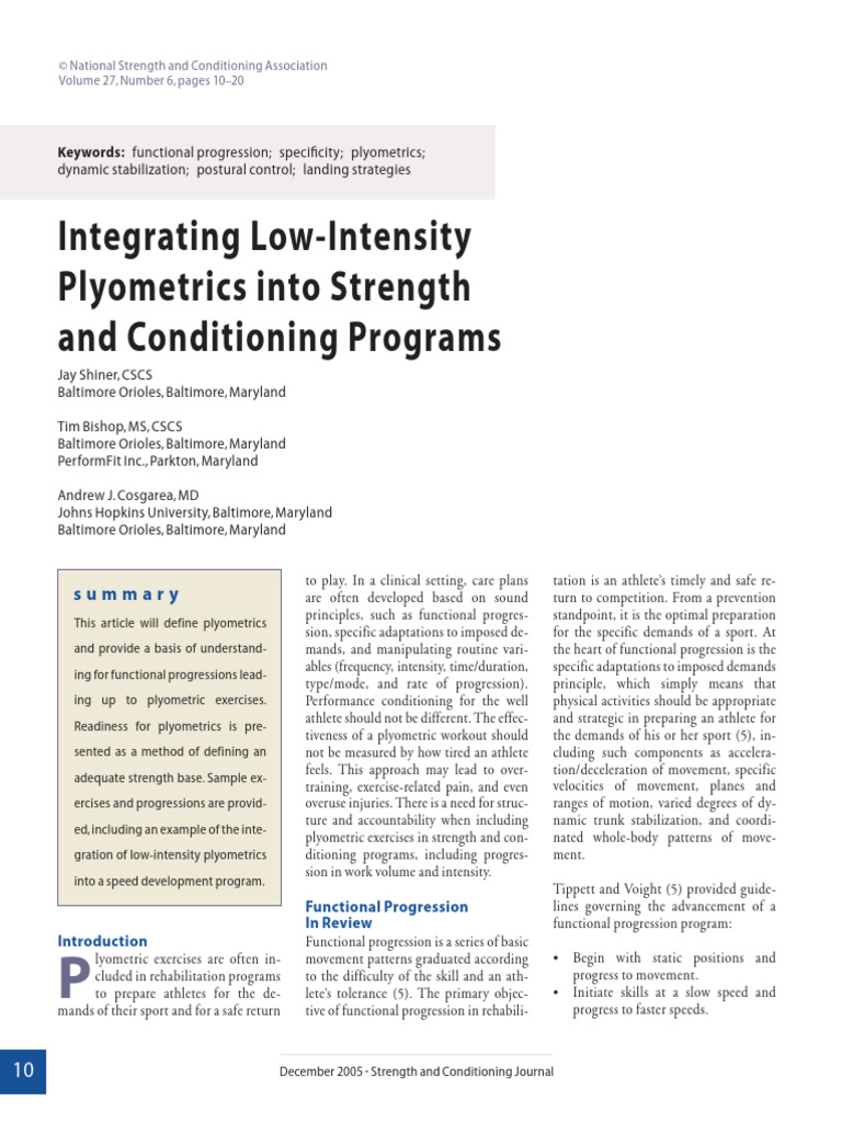 Integrating Low-Intensity plyometrics programs | PDF | Vertebral Column | Pelvis
