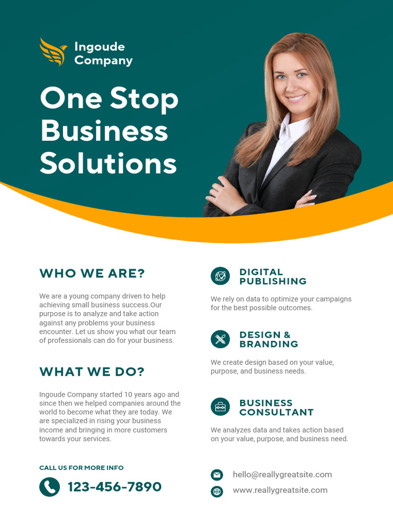 Dark Green and Yellow Modern Corporate Business Flyer PDF | PDF