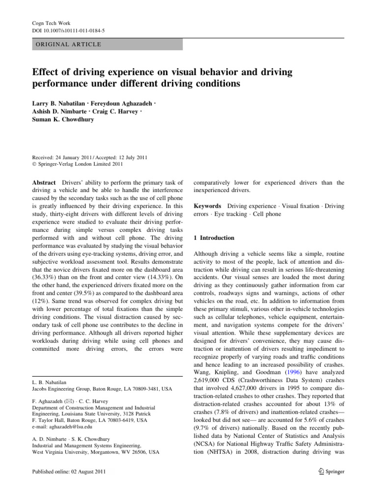 Effect of Driving Experience On Visual B 240607 123049 | PDF | Traffic ...