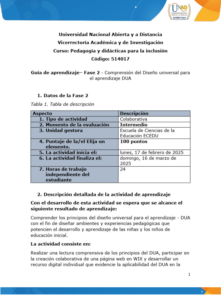 Diseño Universal para Aprendizaje DUA | PDF | Educación de la primera ...