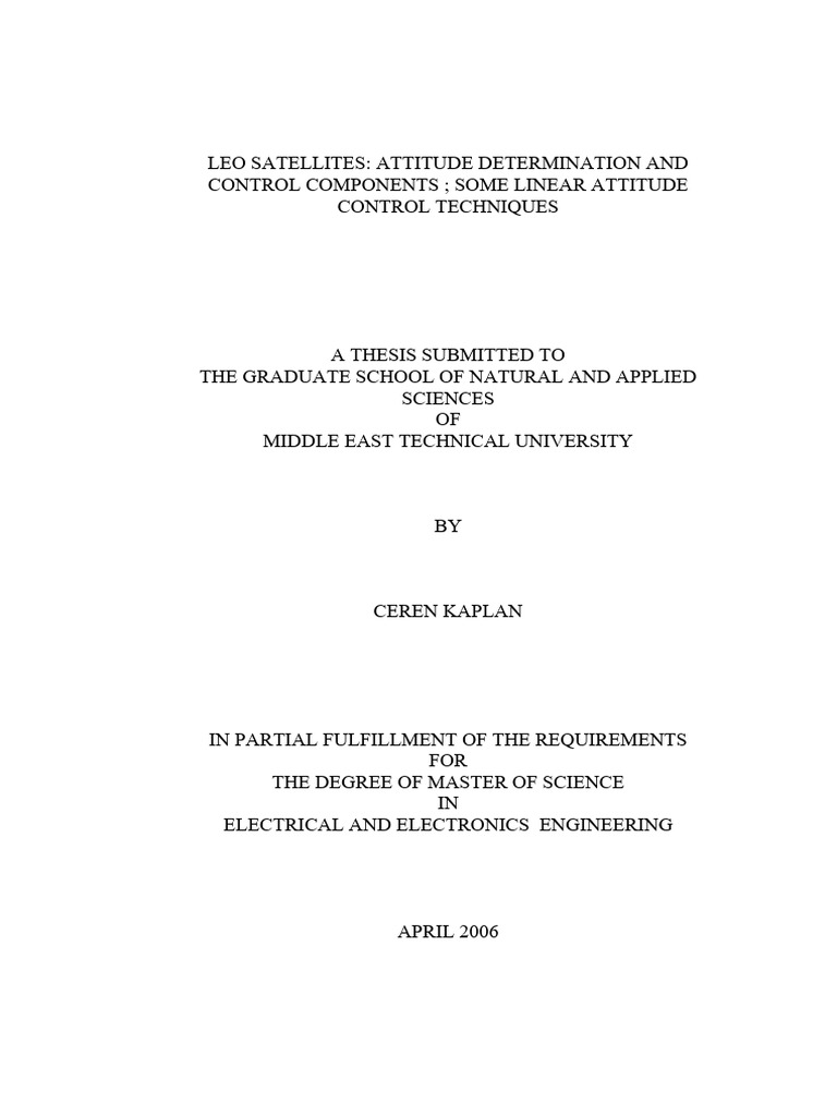 Leo Satellites Attitude Determination and Control Components ; Some ...