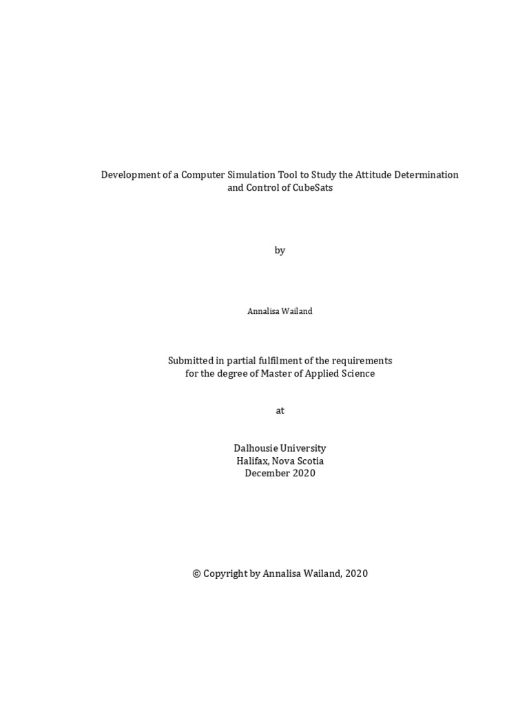 Development of A Computer Simulation Tool To Study The Attitude ...
