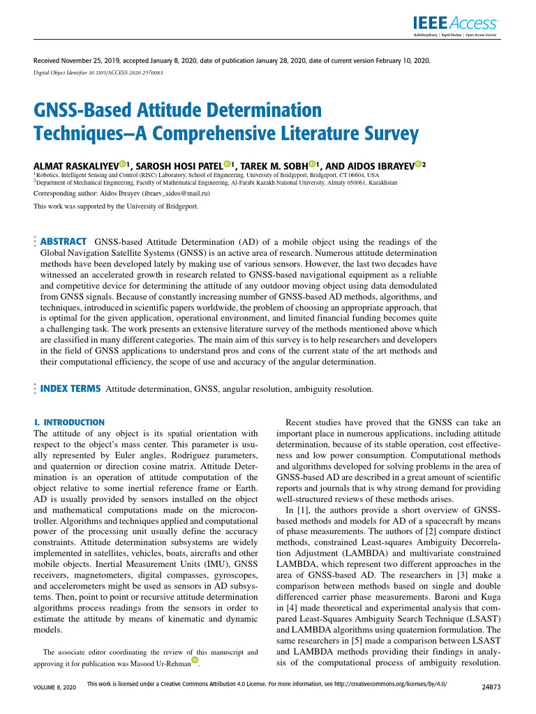 GNSS-Based Attitude Determination TechniquesA Comprehensive Literature Survey | PDF | Inertial ...