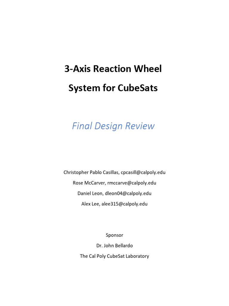 3-Axis Reaction Wheel System For CubeSats | PDF | Outer Space | Spacecraft