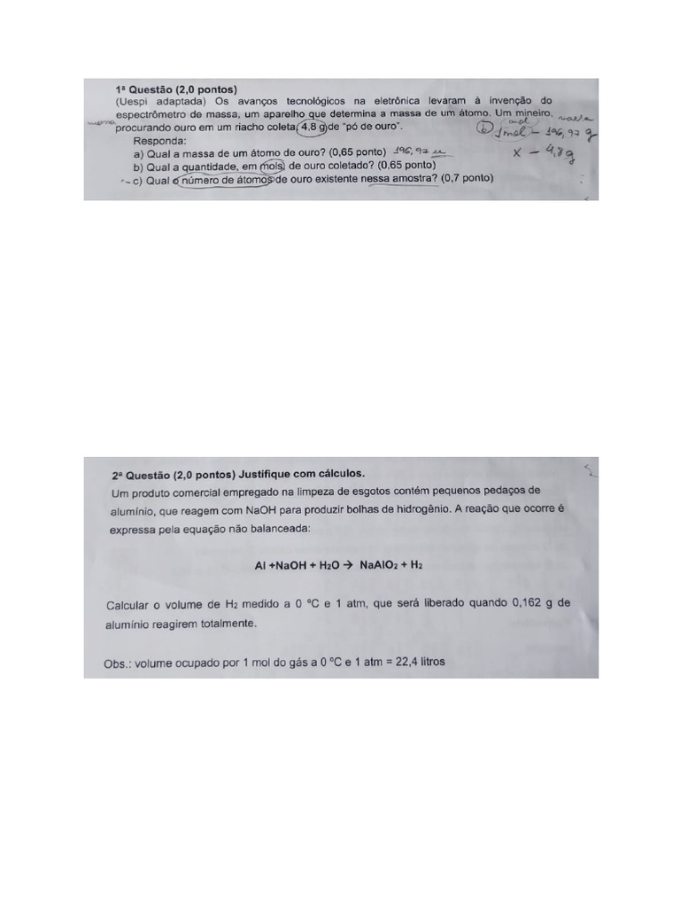 AP1 QUÍMICA | PDF