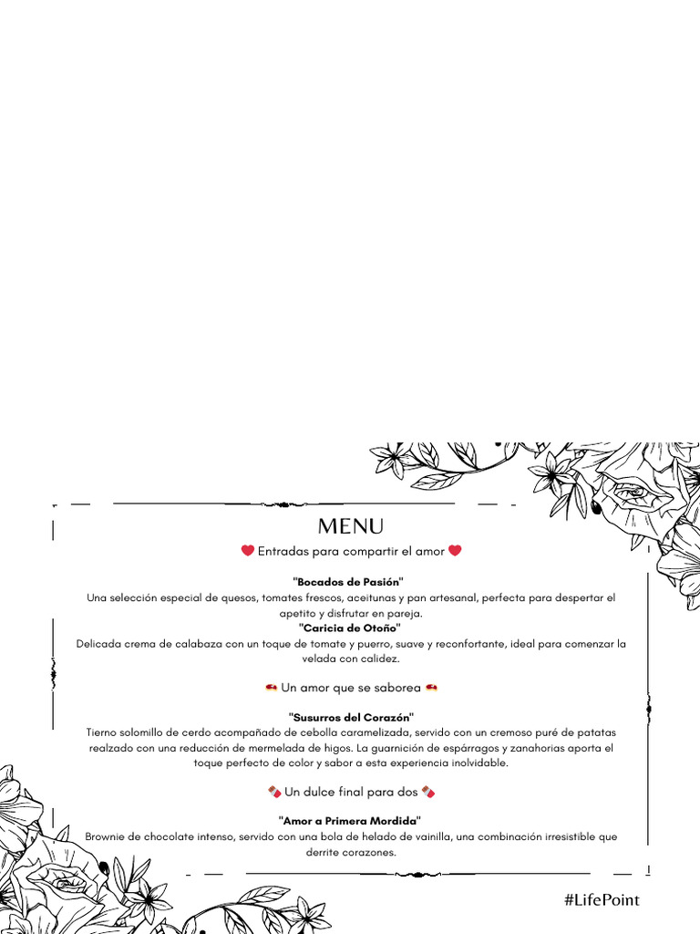 Menú San Valentín 2017: Amor y Sabor | PDF