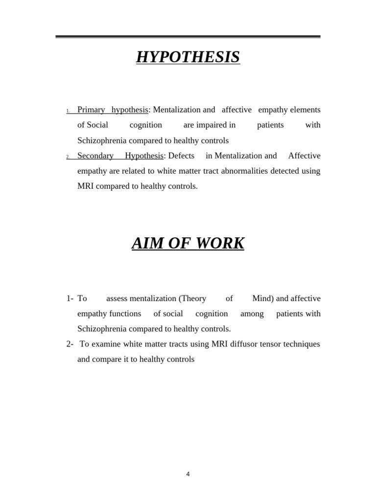 4 - Aim and Hypothesis SANA | PDF