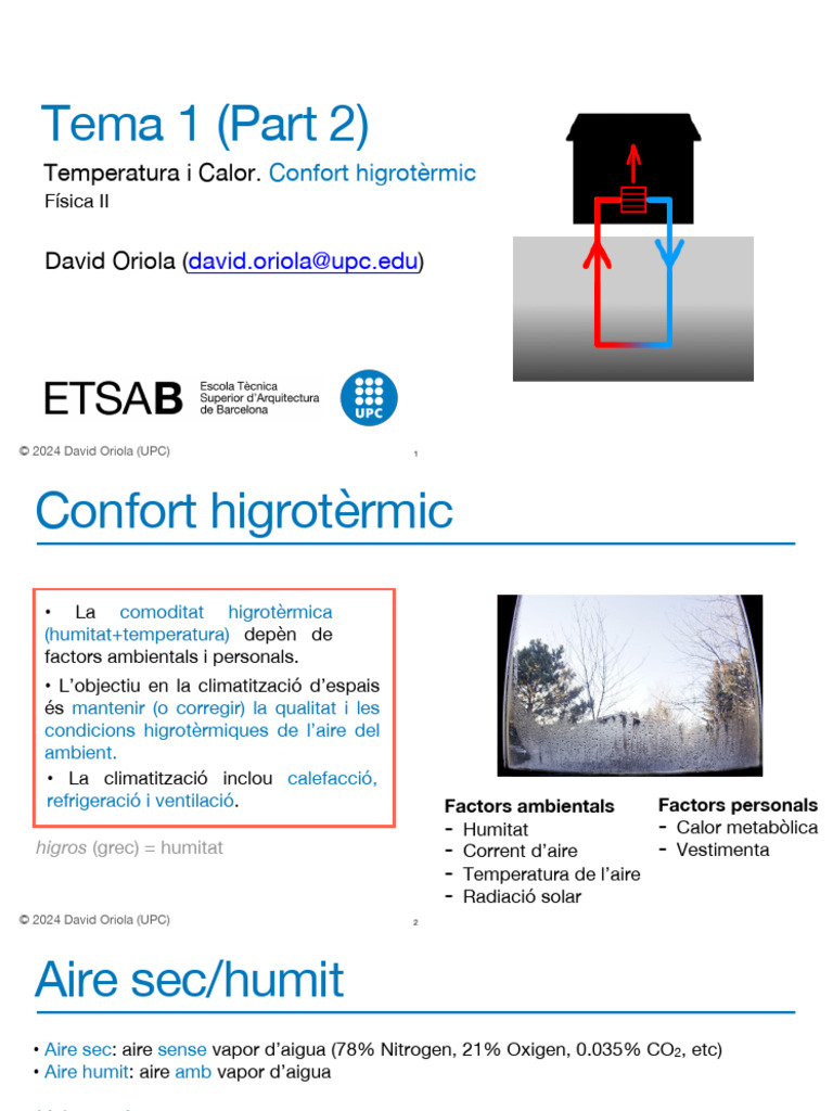 Tema 1 Confort Higrotèrmic Part 2 | PDF