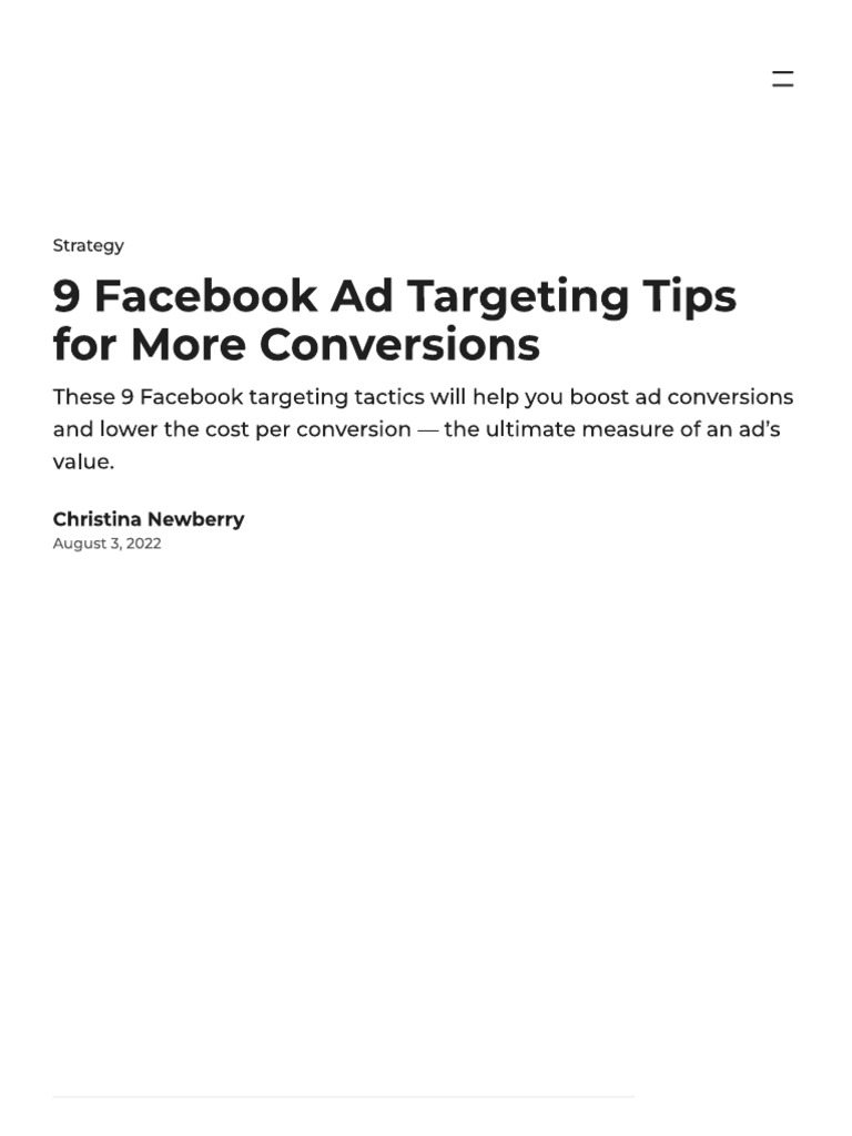 9 Facebook Ad Targeting Tips | PDF