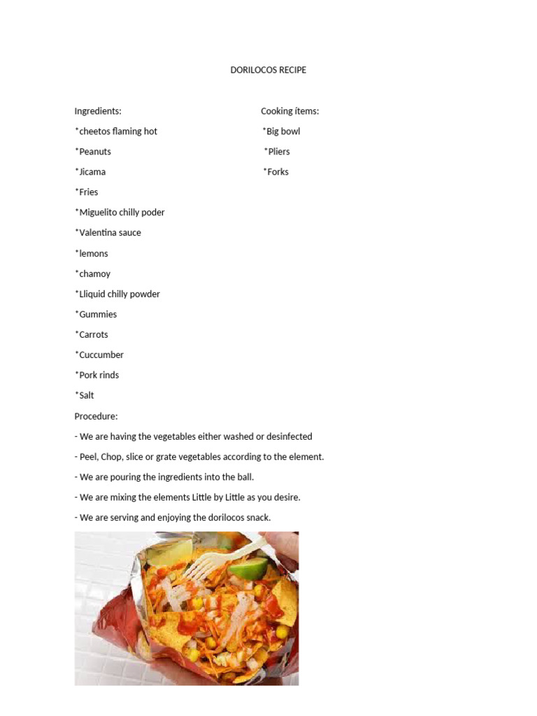 Dorilocos Snack Recipe | PDF