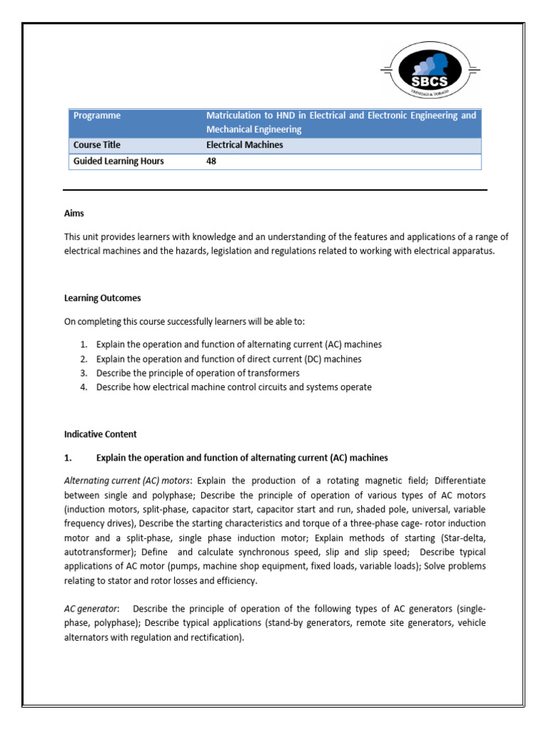 Electrical Machines: AC, DC, and Transformers | PDF | Electric Motor ...