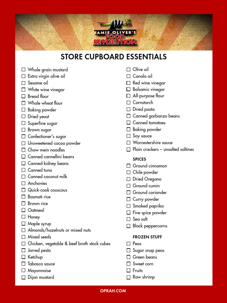 Store Cupboard Essentials List | PDF