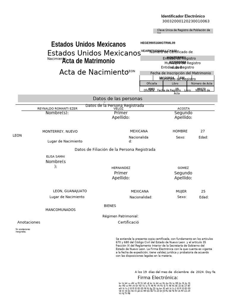 Acta de Nacimiento y Matrimonio | PDF | Privacidad | Control de acceso