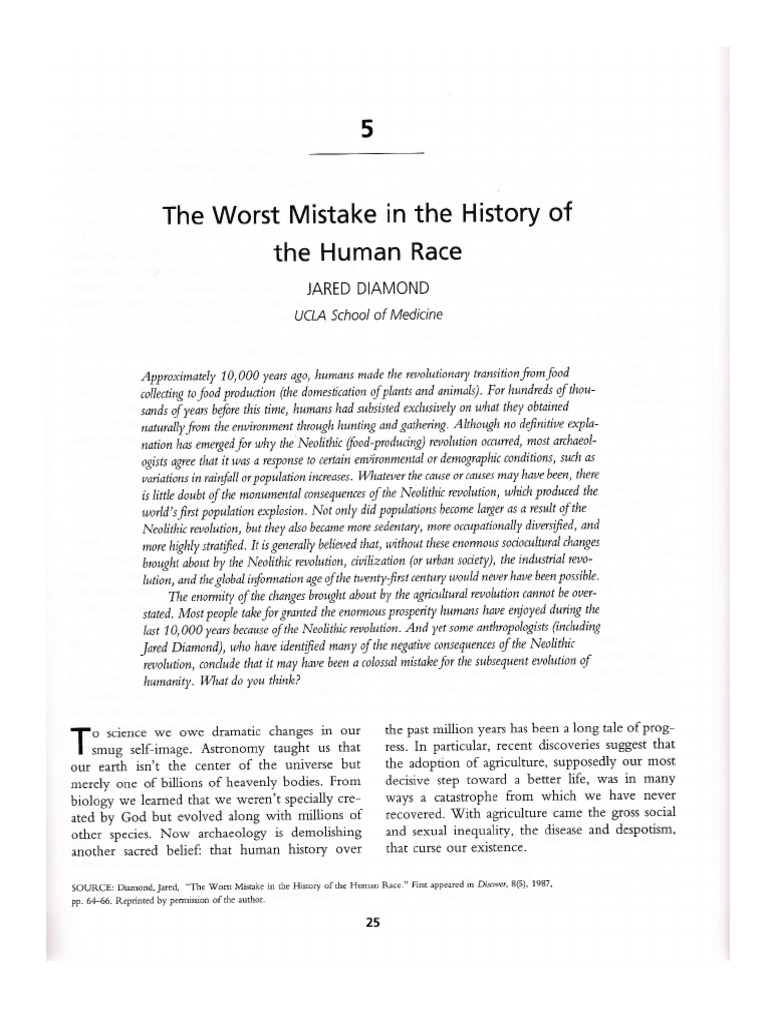 Diamond, The Worst Mistake in The History of The Human Race | PDF