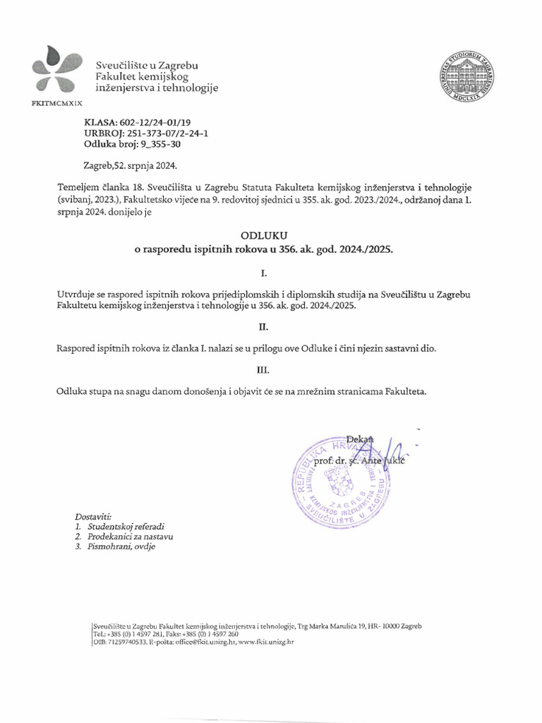 Raspored Ispitnih Rokova Ak God 2024-2025 | PDF