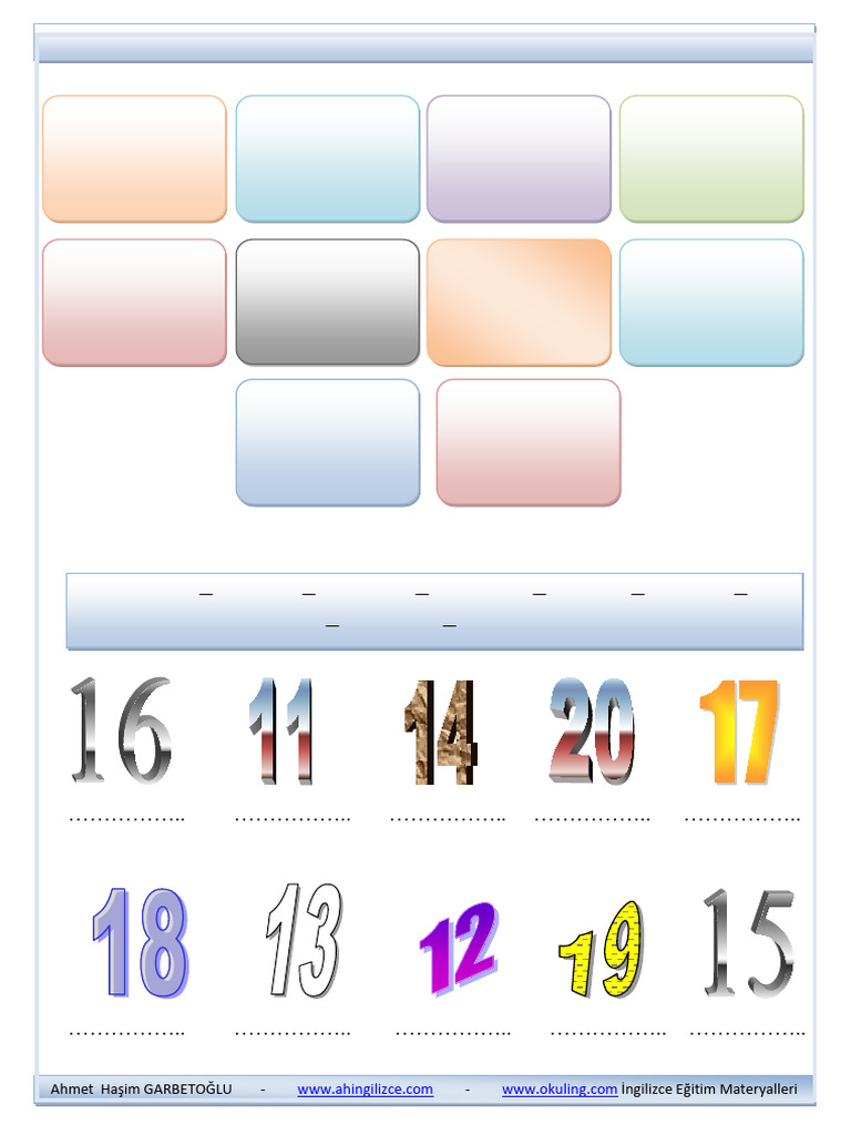 Worksheet for Numbers 11-20 | PDF