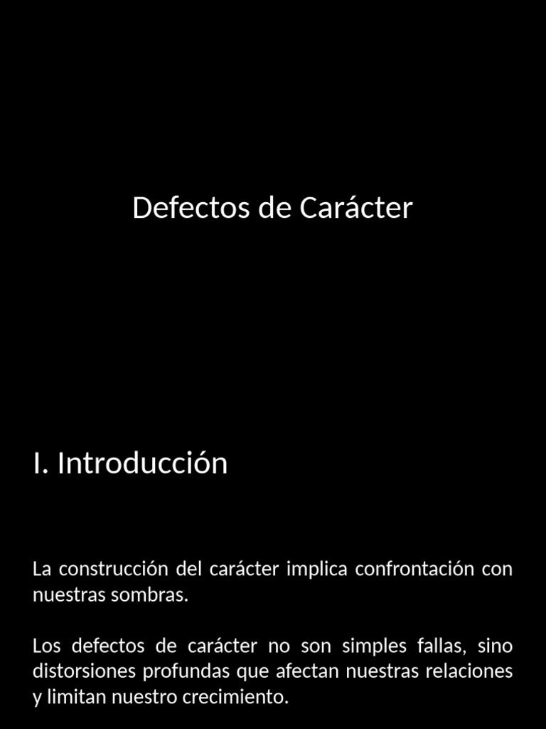 Defectos de Carácter y su Transformación | PDF | Placer | Temor